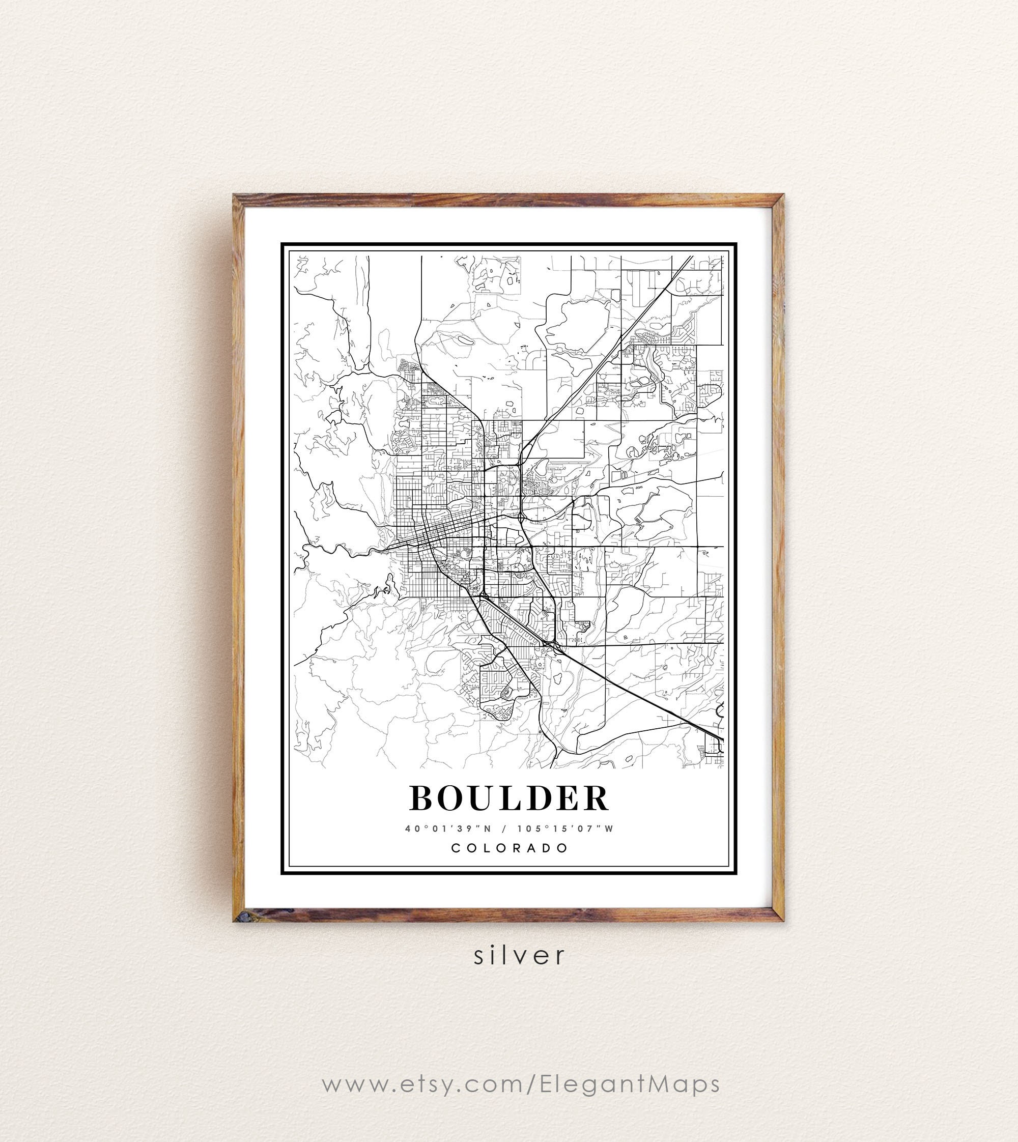 Boulder Colorado Map Boulder CO Map Boulder City Map | Etsy