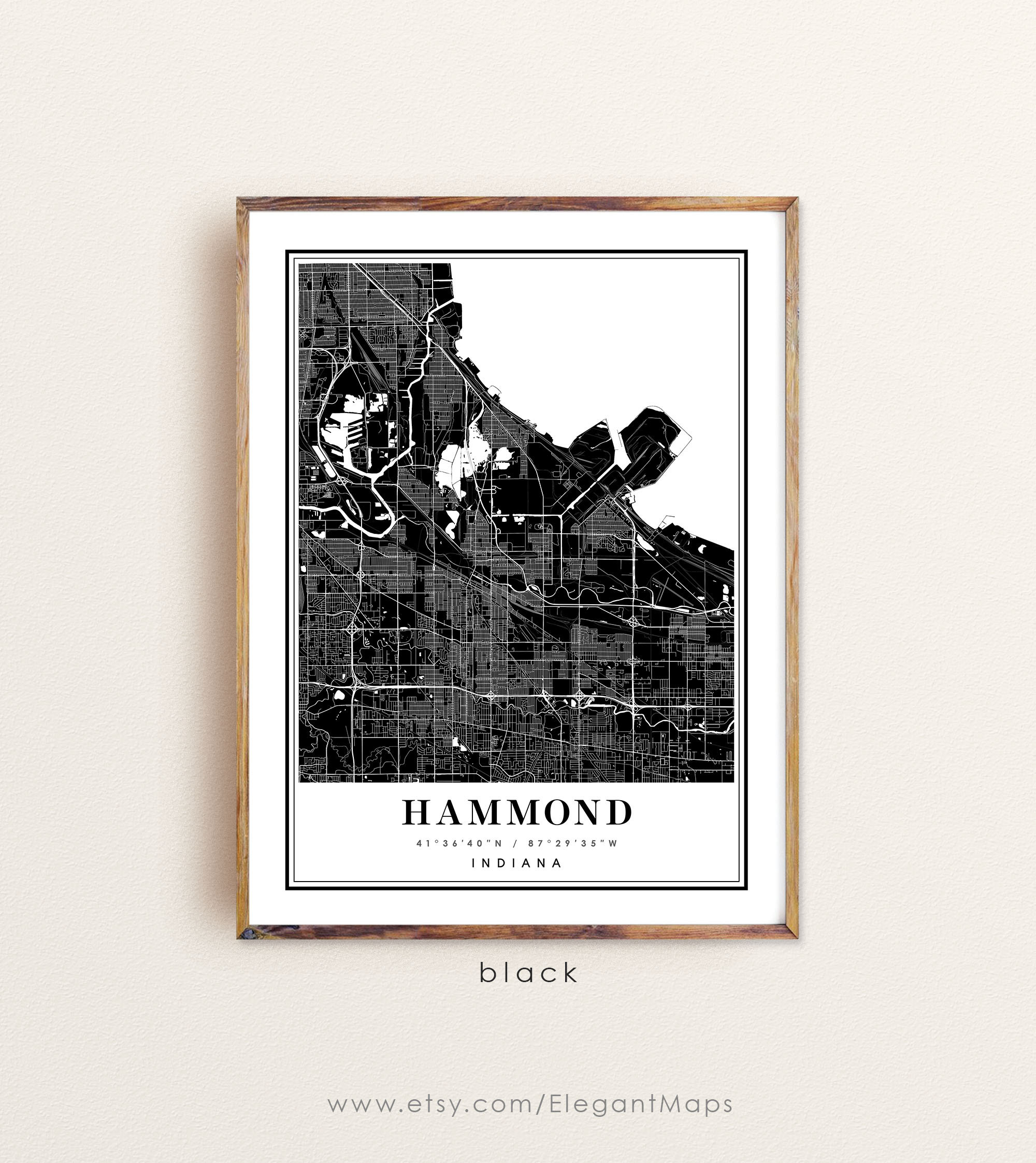 Hammond Indiana Map Hammond IN Map Hammond City Map Hammond - Etsy