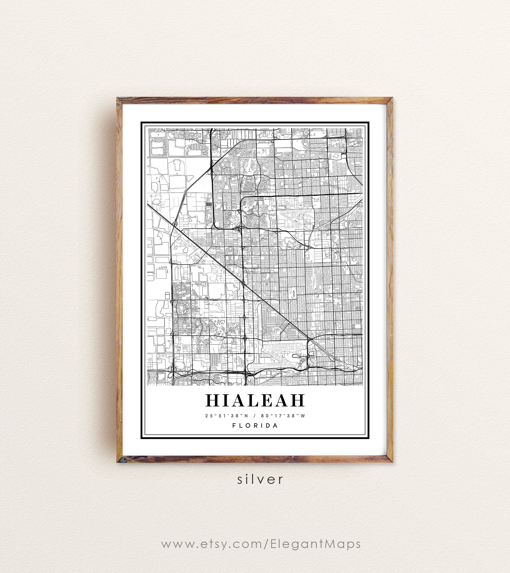 Map Hialeah Florida Premium Style Wall Map Of Hialeah, FL. By Market