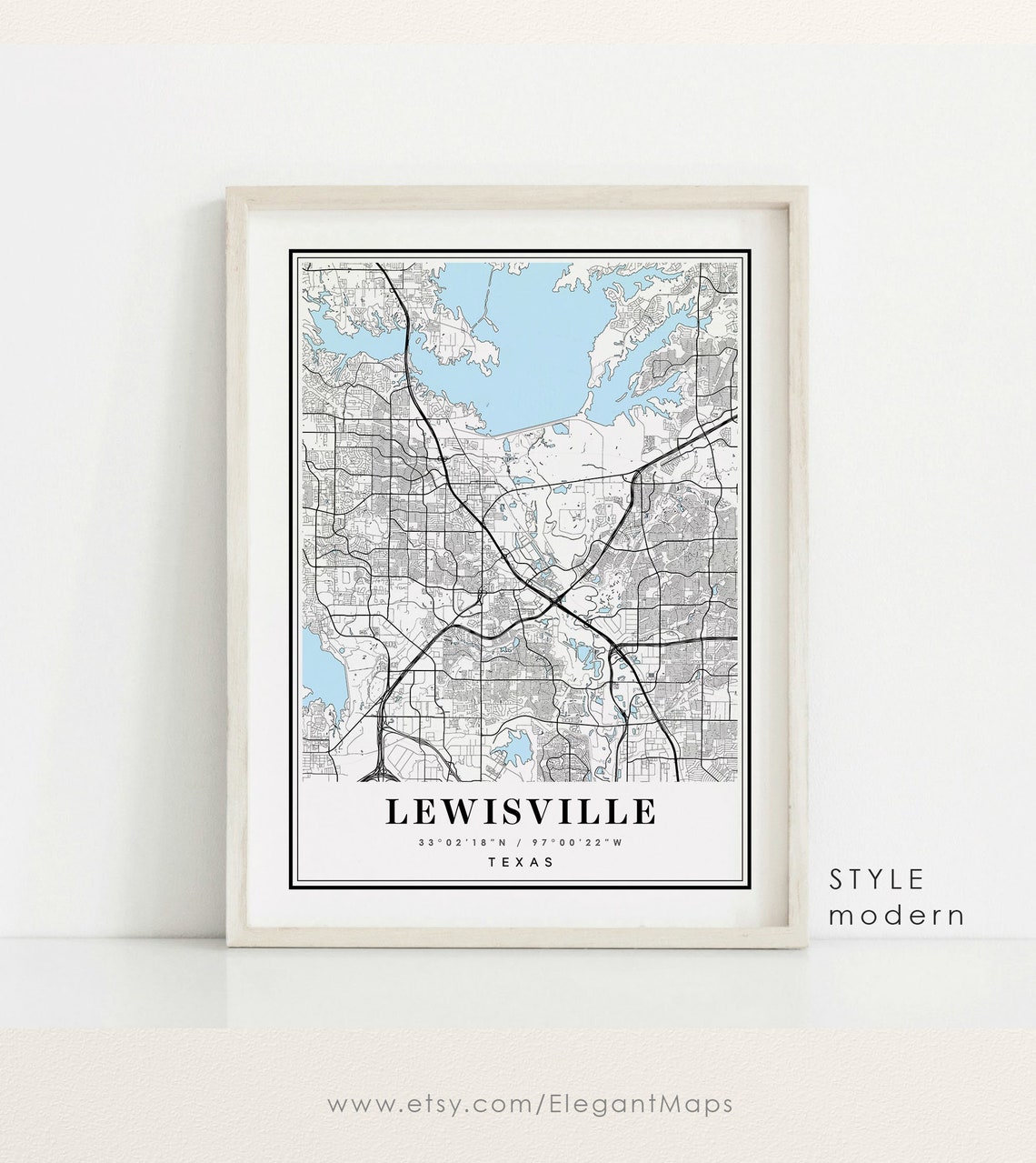 Mapa de Lewisville Texas mapa de Lewisville TX mapa de la - Etsy México