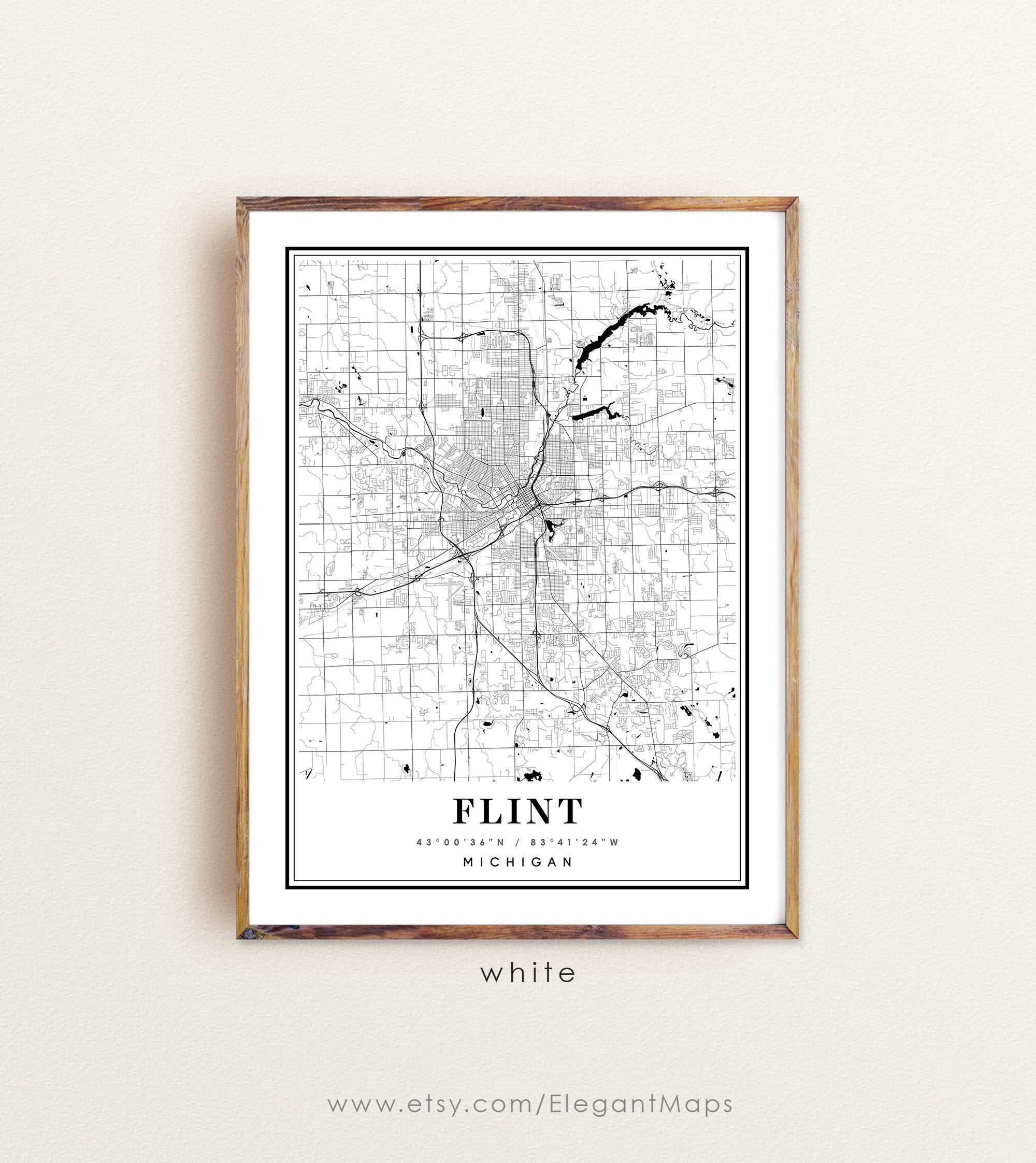 Flint Michigan Map Flint MI Map Flint City Map Flint Print - Etsy