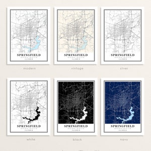 Springfield Illinois Map Springfield IL Map Springfield City - Etsy