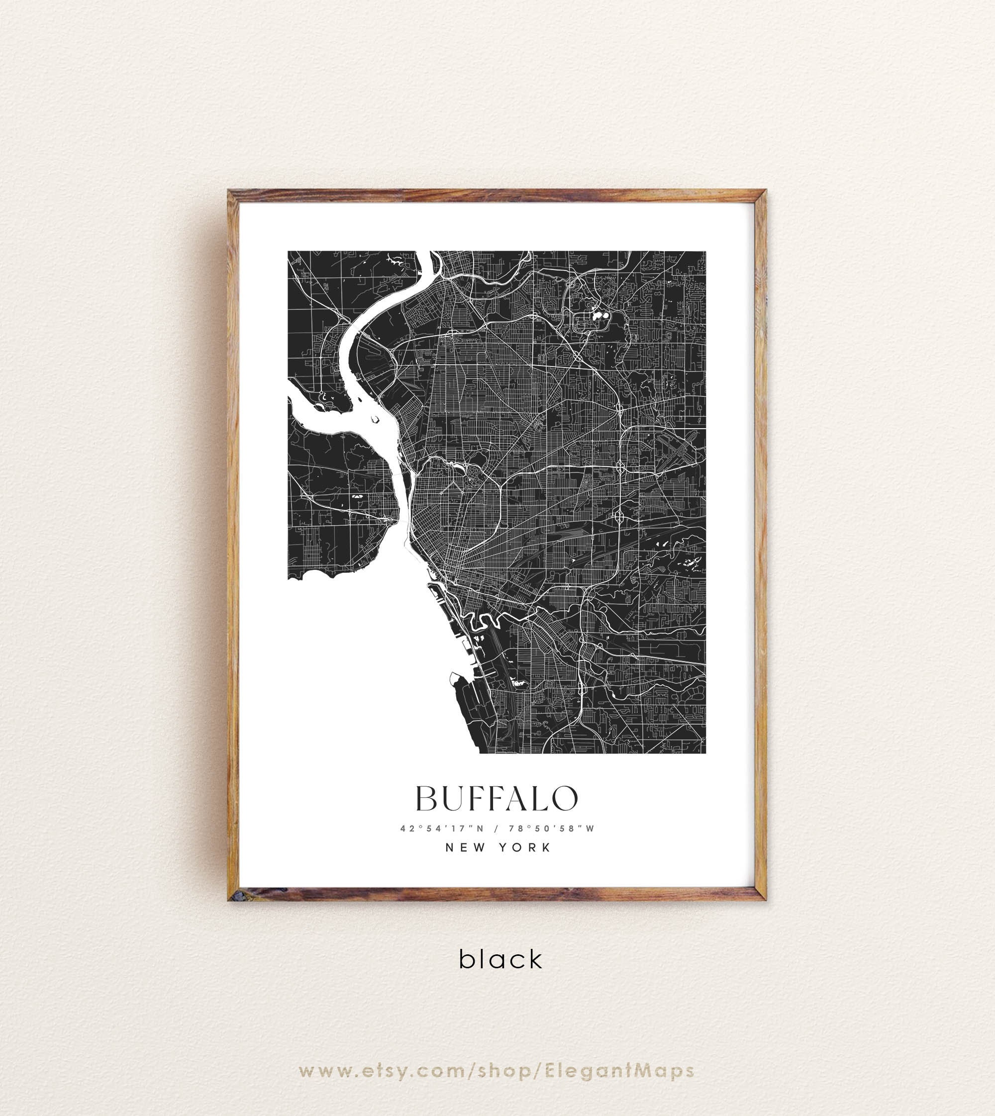 Buffalo New York Map Buffalo NY Map Buffalo City Print | Etsy