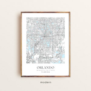 Orlando Florida Map, Orlando FL Map, Orlando City Print, Orlando Poster ...