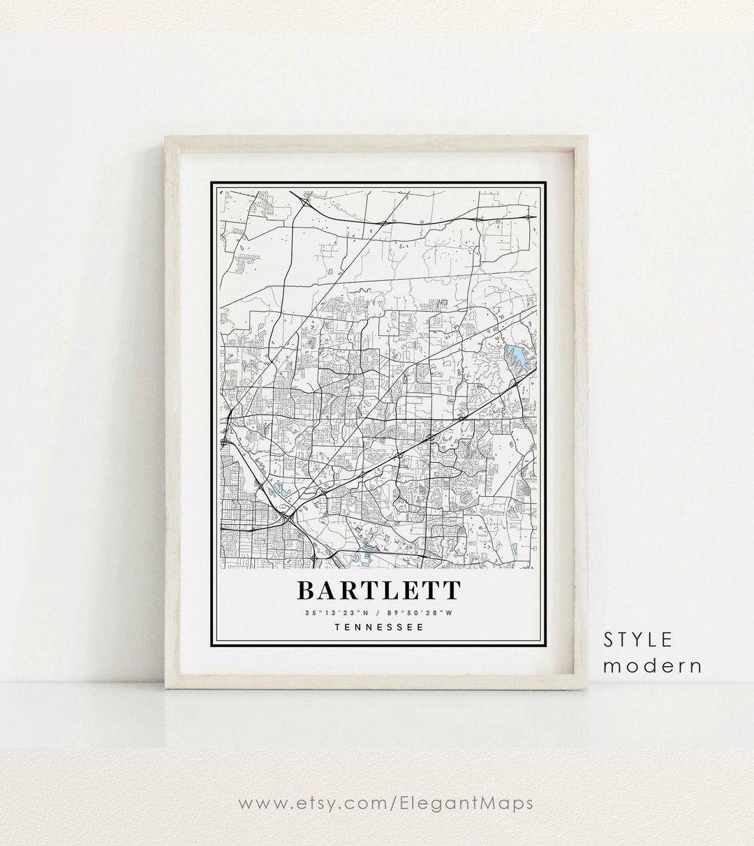 Bartlett Tennessee Map Bartlett Tn Map Bartlett City Map Etsy