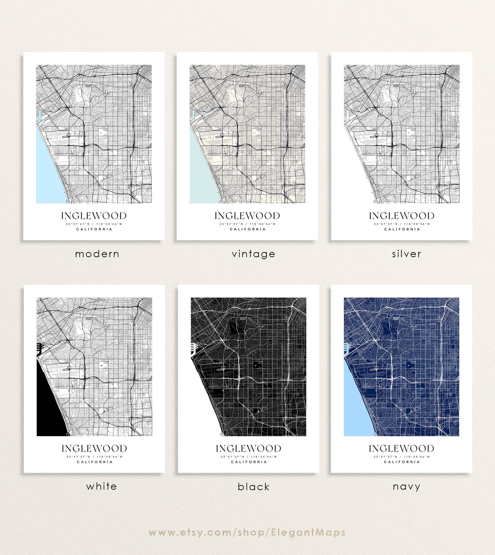 Inglewood California Map Inglewood CA Map Inglewood City - Etsy