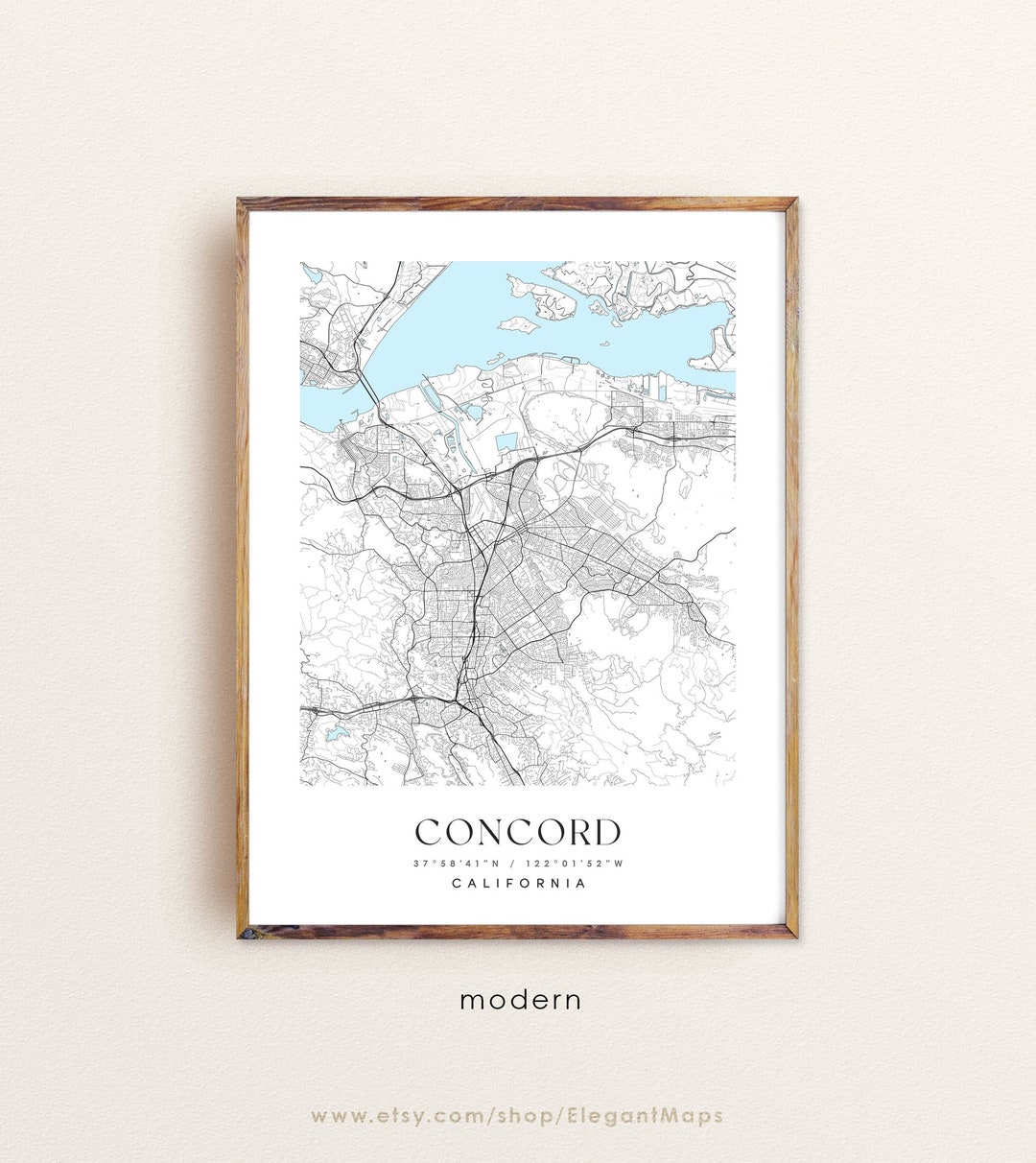 Concord California map Concord CA map Concord city print - Etsy.de