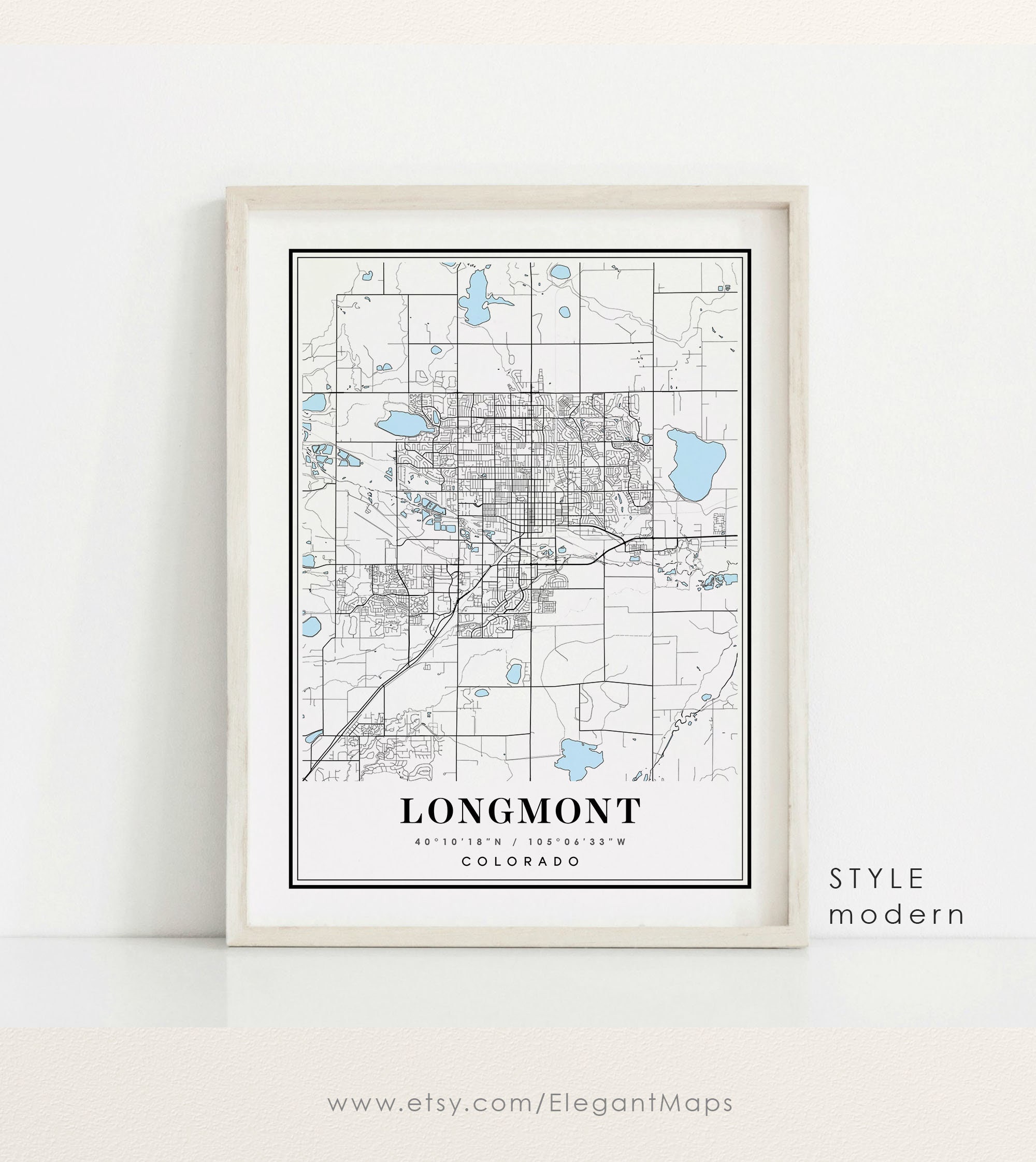 Longmont Colorado Map Longmont CO Map Longmont City Map | Etsy