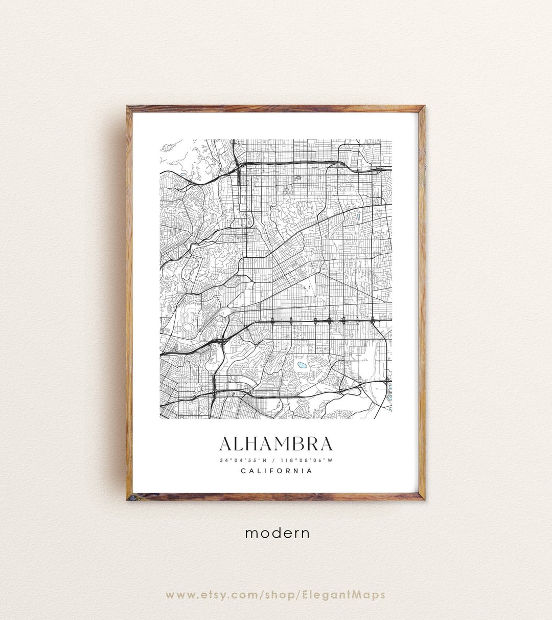 Alhambra California Map Alhambra CA Map Alhambra City Print - Etsy
