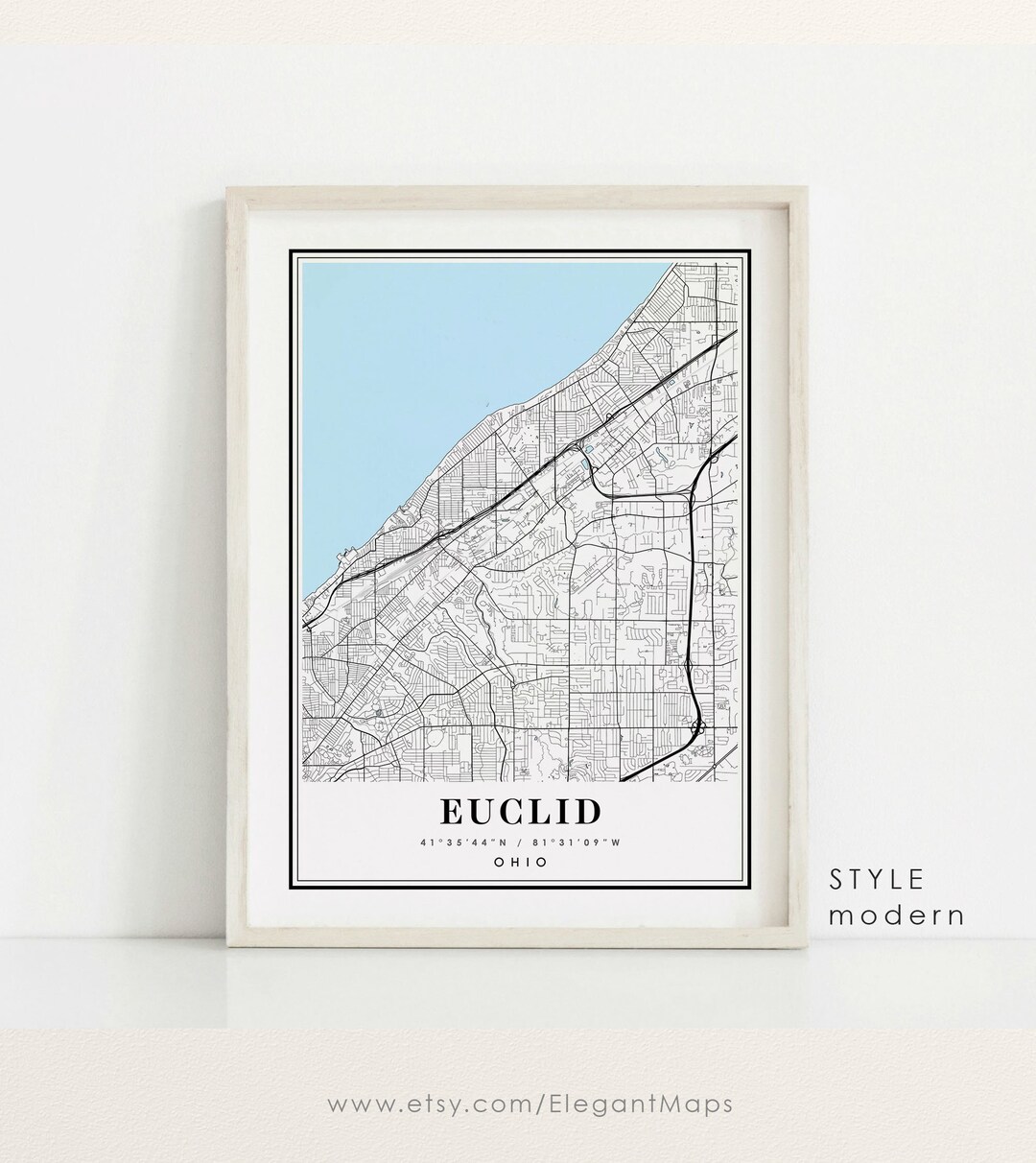 Euclid Ohio Map, Euclid OH Map, Euclid City Map, Euclid Print, Euclid ...