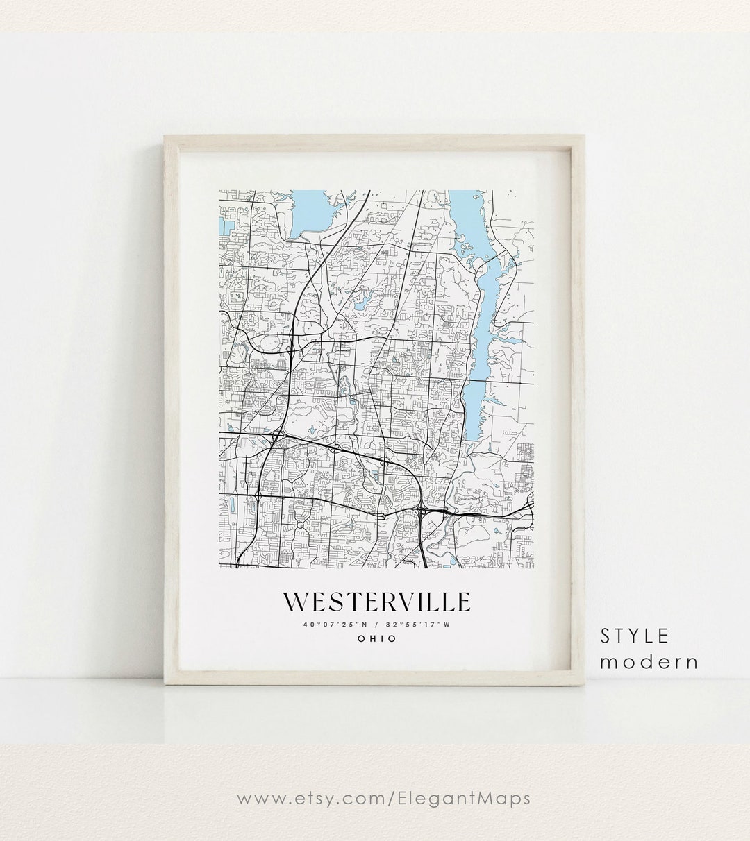 Westerville Ohio Map, Westerville OH Map, Westerville City Print ...