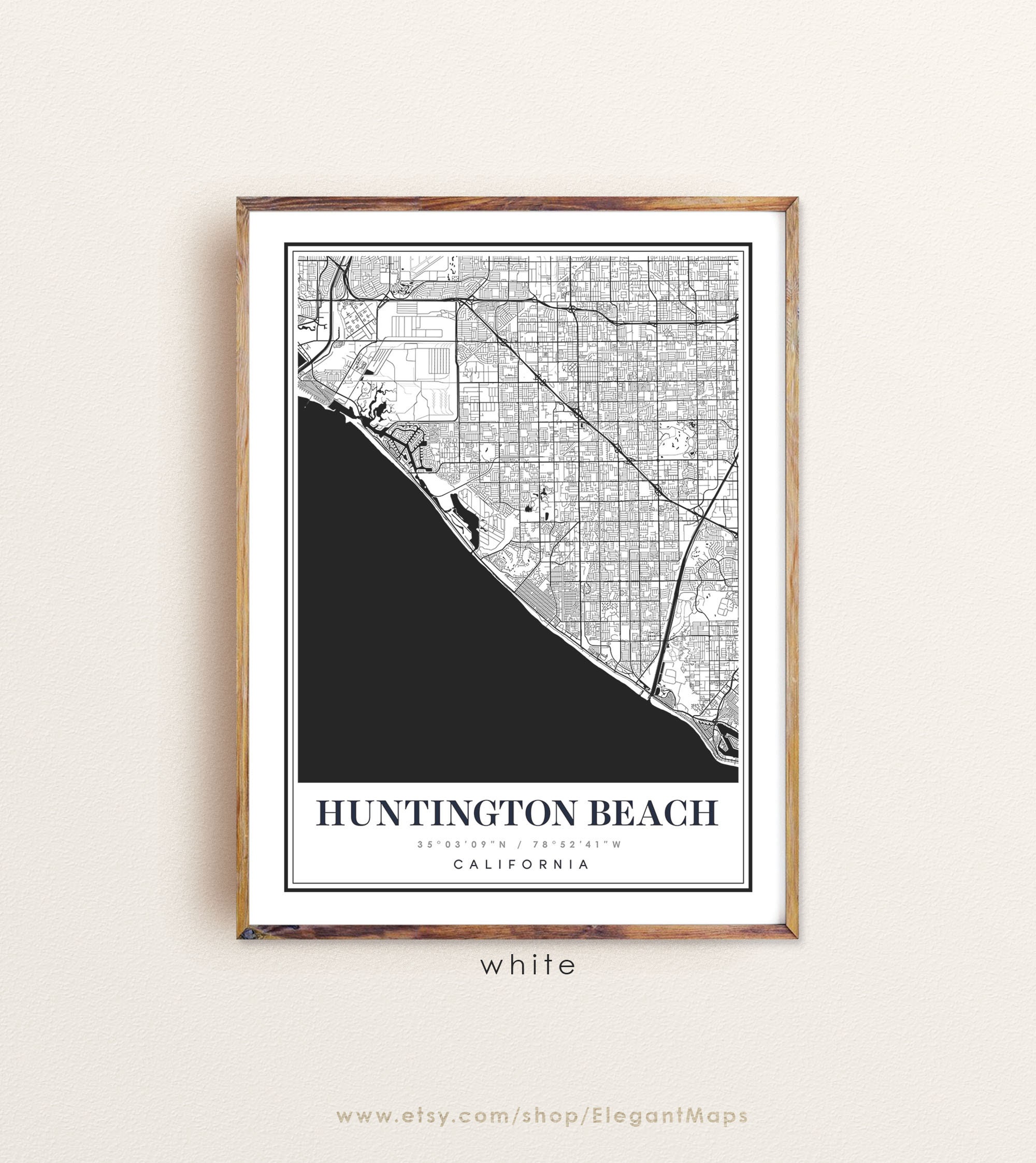 Huntington Beach California Map Huntington Beach CA Map | Etsy