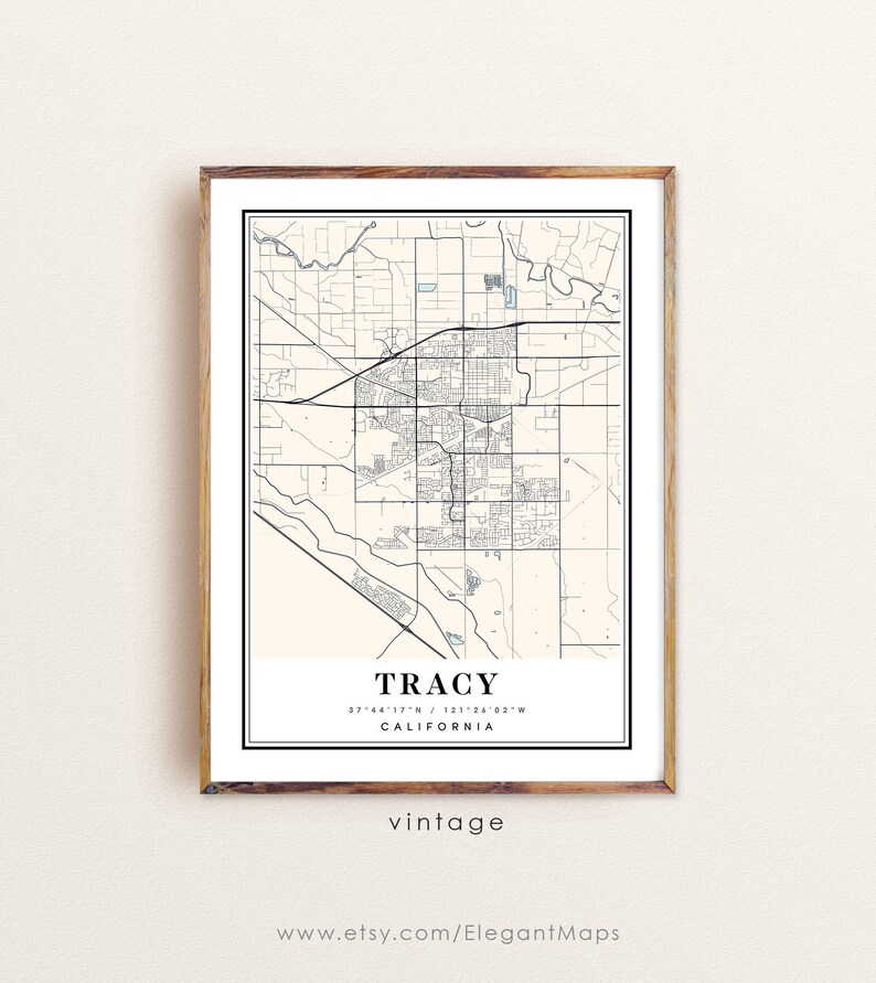 Tracy California Map Tracy CA Map Tracy City Map Tracy | Etsy