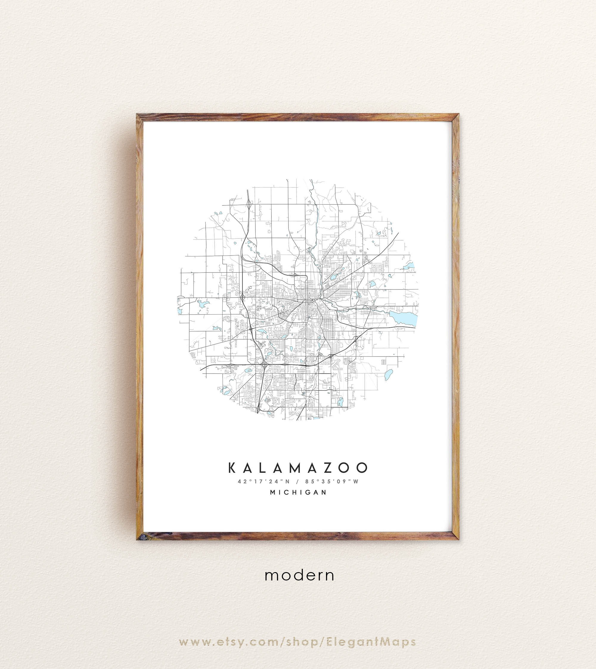 Kalamazoo Michigan Kalamazoo MI Map Kalamazoo Print - Etsy