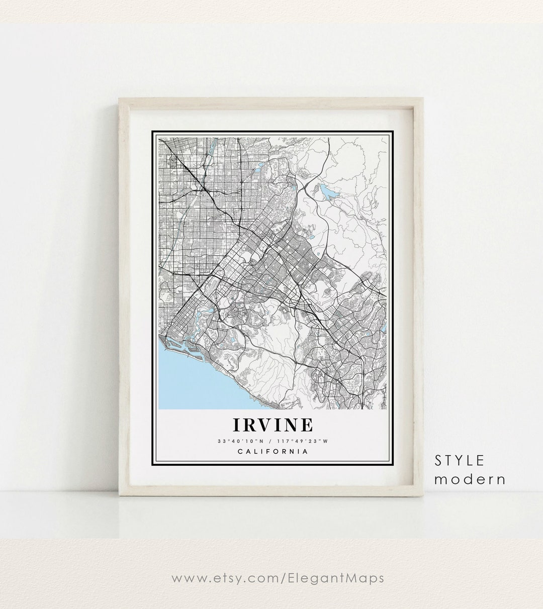 Irvine California Map Irvine CA Map Irvine City Map Irvine - Etsy
