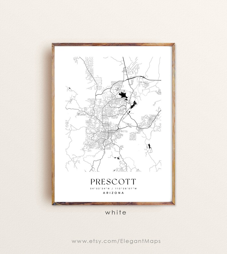 Prescott Arizona Map Prescott AZ Map Prescott City Print | Etsy