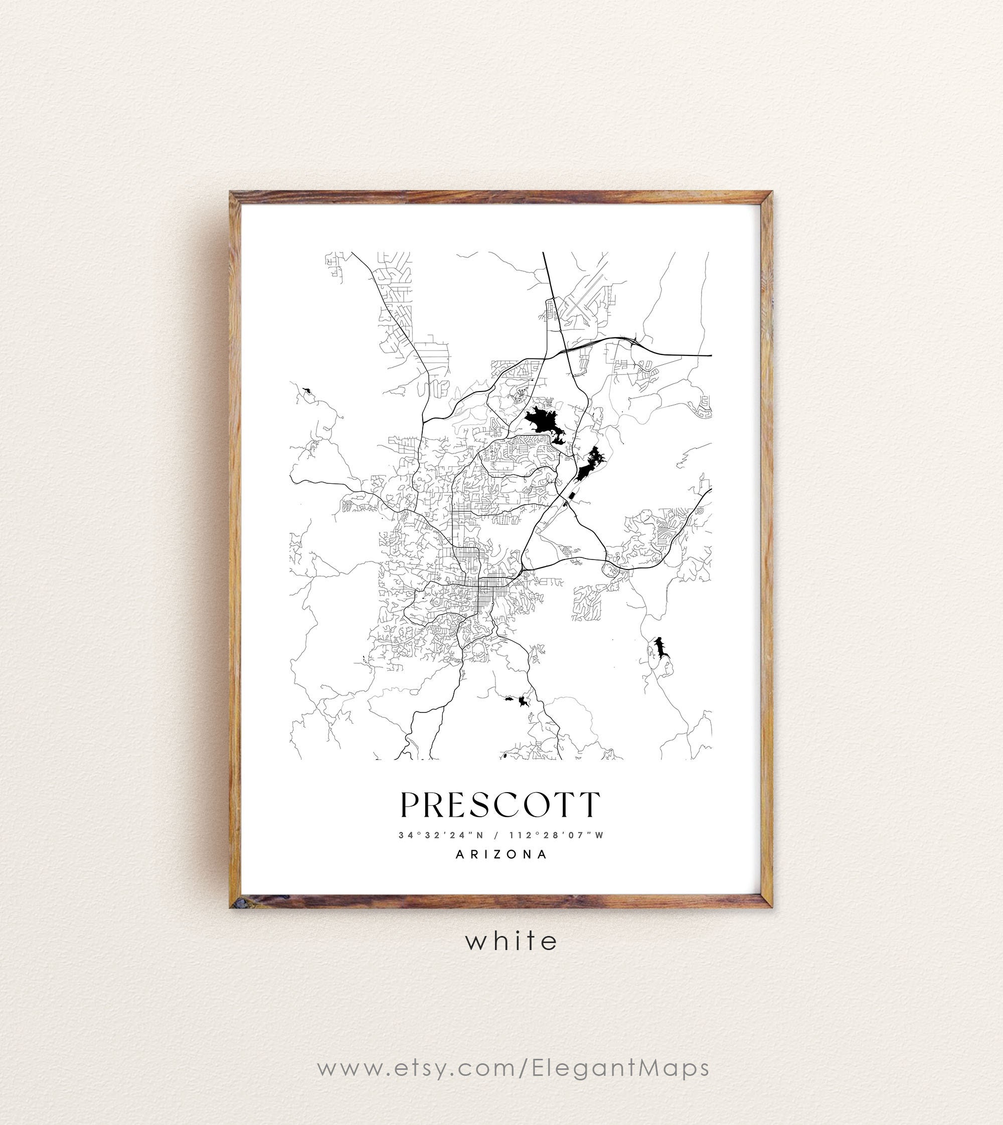 Prescott Arizona Map Prescott AZ Map Prescott City Print - Etsy