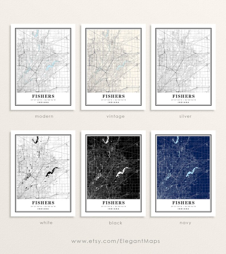 Fishers Indiana Map Fishers IN Map Fishers City Map Fishers - Etsy