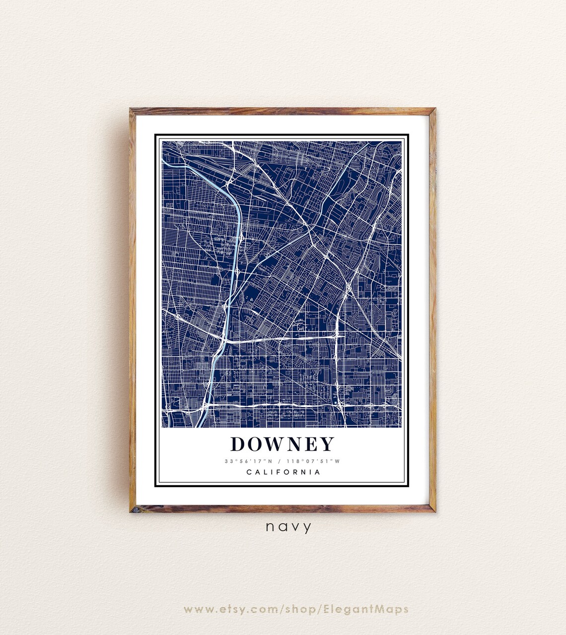 Downey California map Downey CA map Downey city map Downey | Etsy
