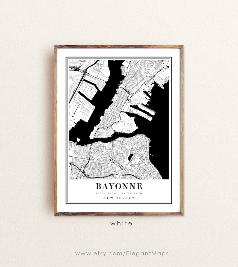 Bayonne New Jersey Map Bayonne NJ Map Bayonne City Map - Etsy