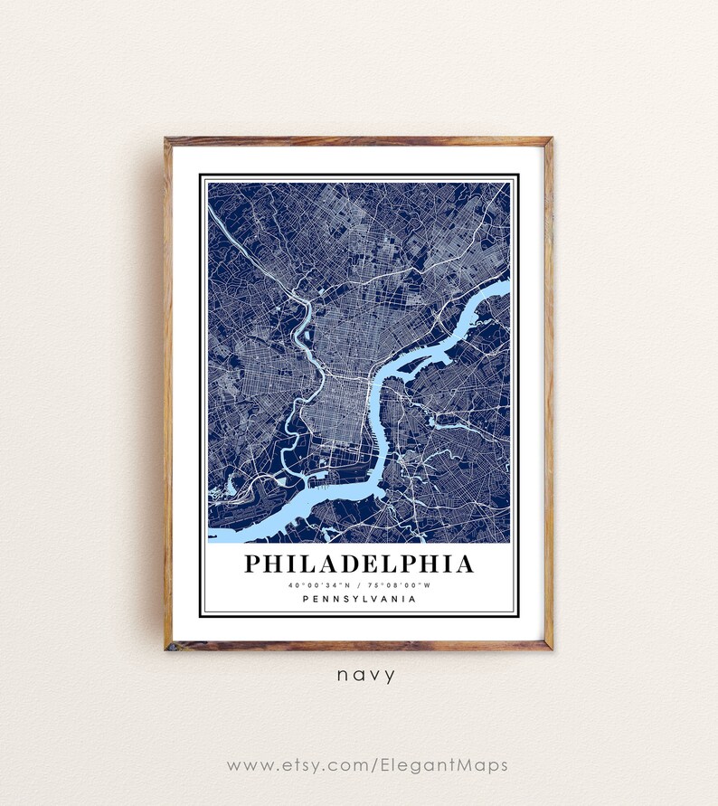 Philadelphia Pennsylvania Map Philadelphia PA Map - Etsy