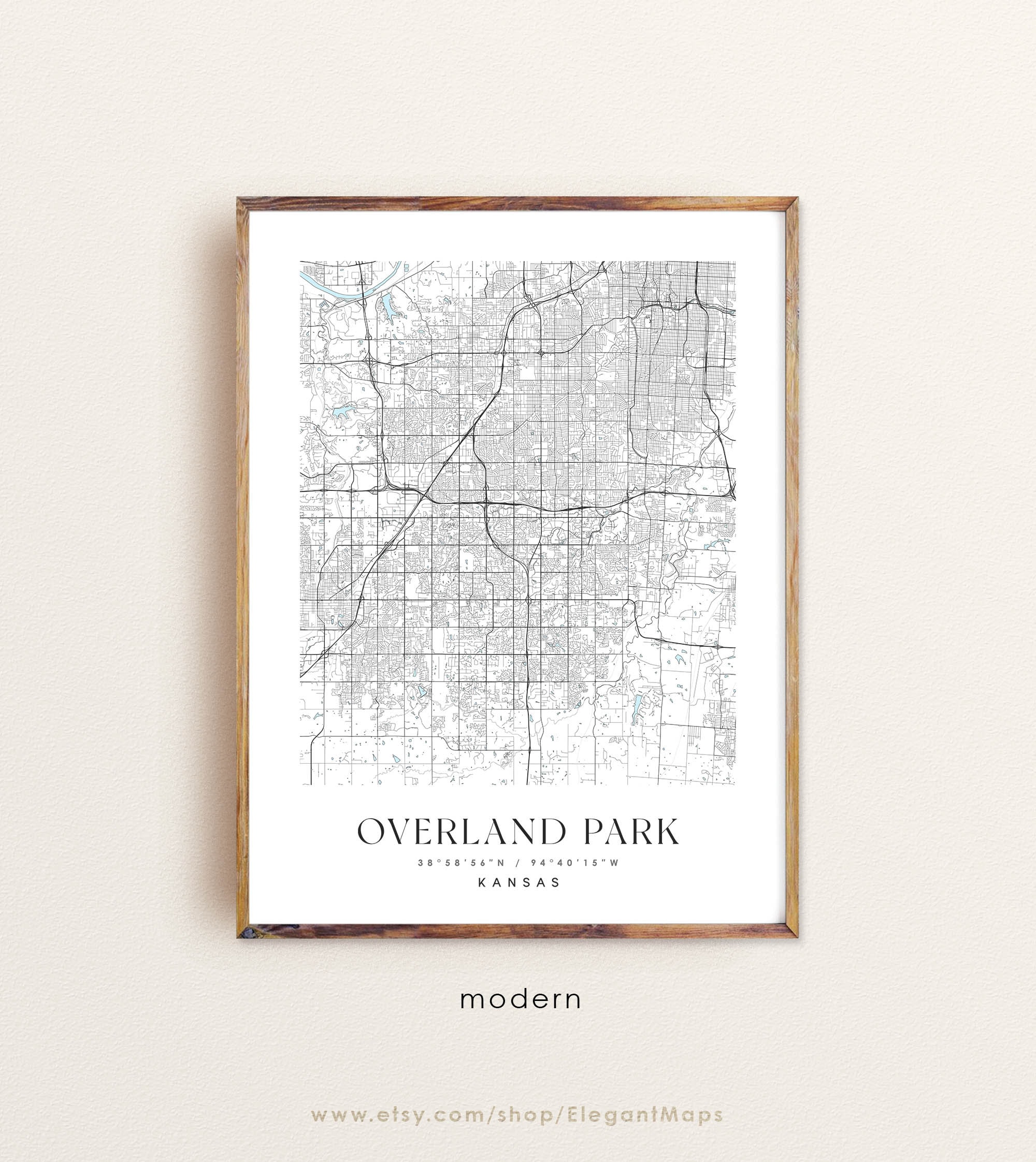 Overland Park Kansas map Overland Park KS map Overland Park | Etsy