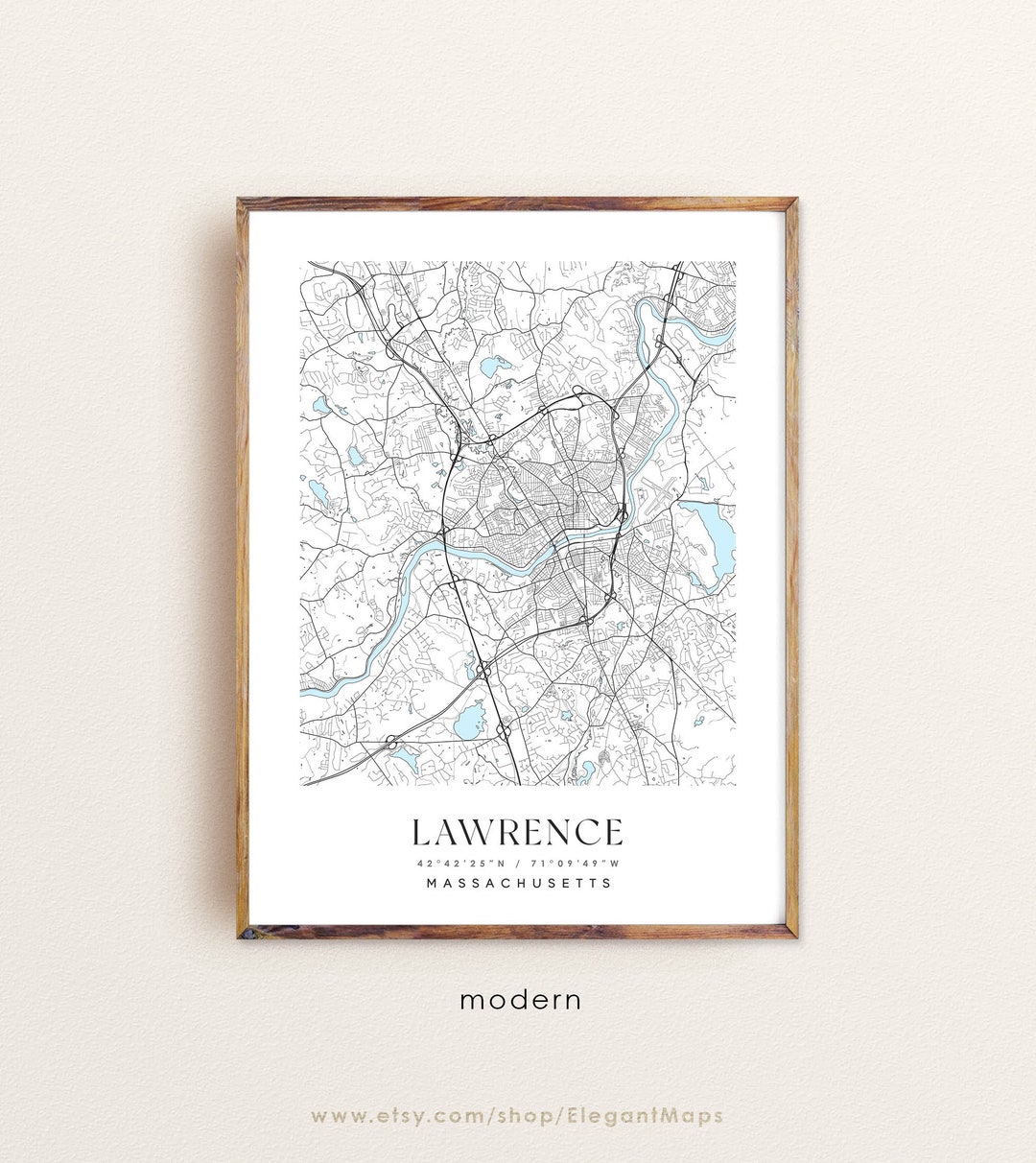Lawrence Massachusetts Map, Lawrence MA Map, Lawrence City Print ...