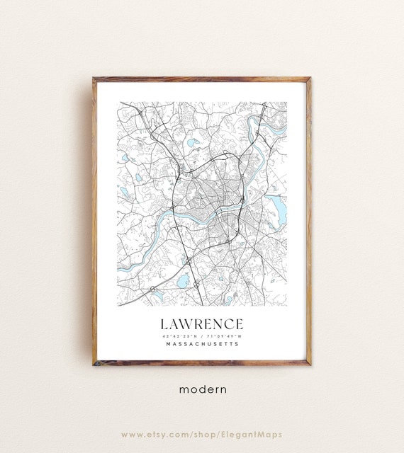 Lawrence Massachusetts Map Lawrence MA Map Lawrence City - Etsy