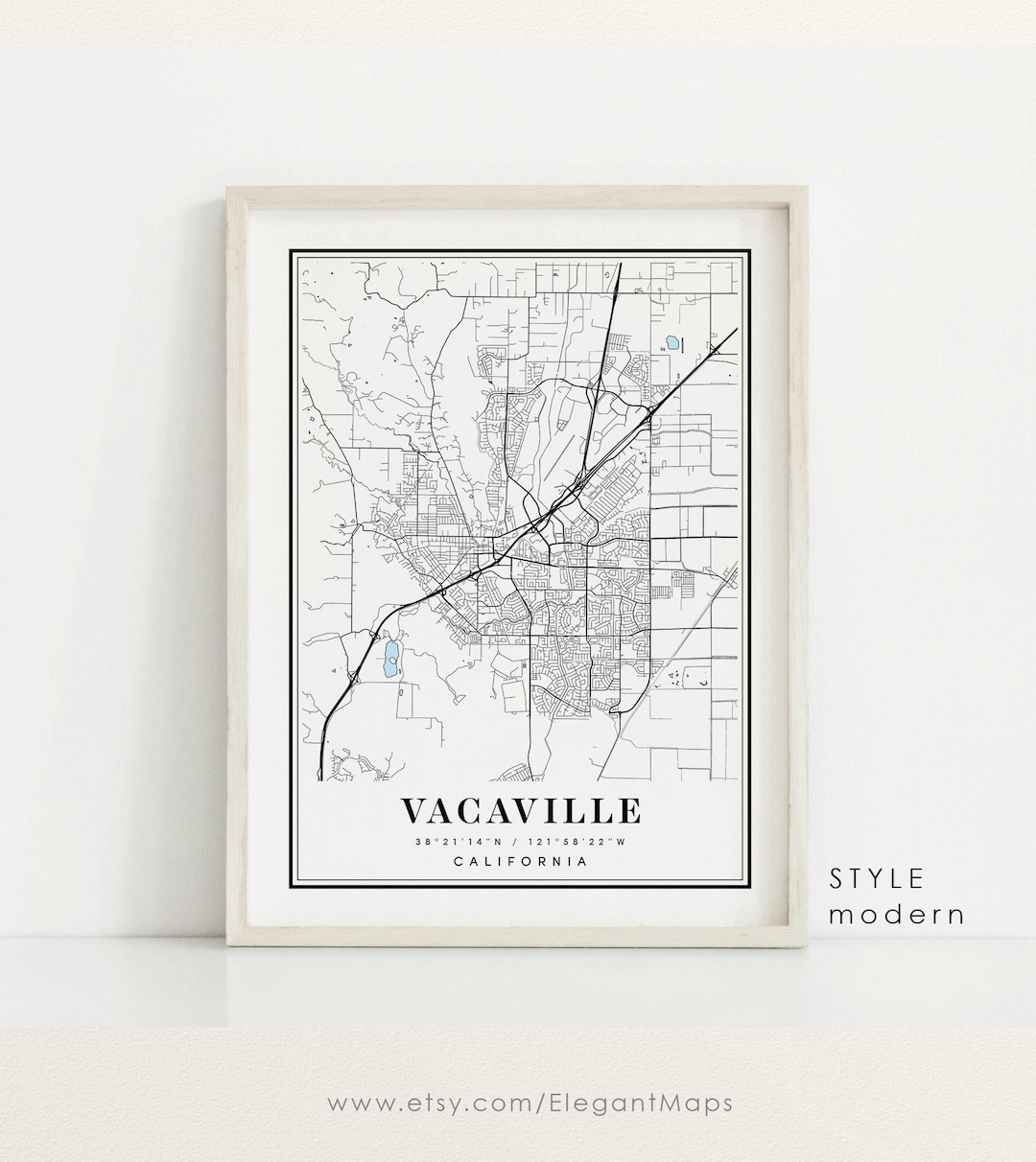 Vacaville California Map Vacaville CA Map Vacaville City - Etsy