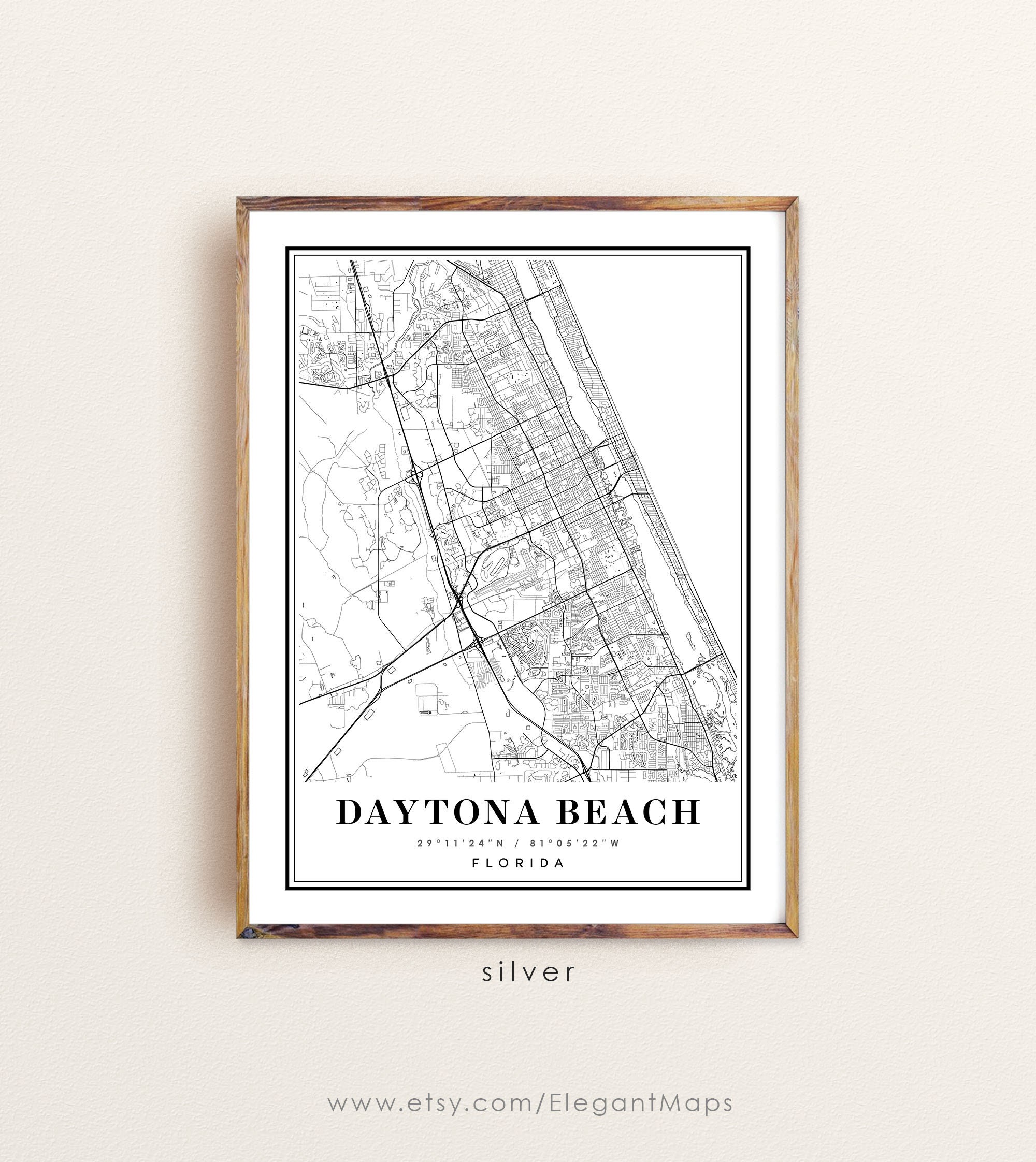 Daytona Beach Florida Map Daytona Beach FL Map Daytona Beach - Etsy