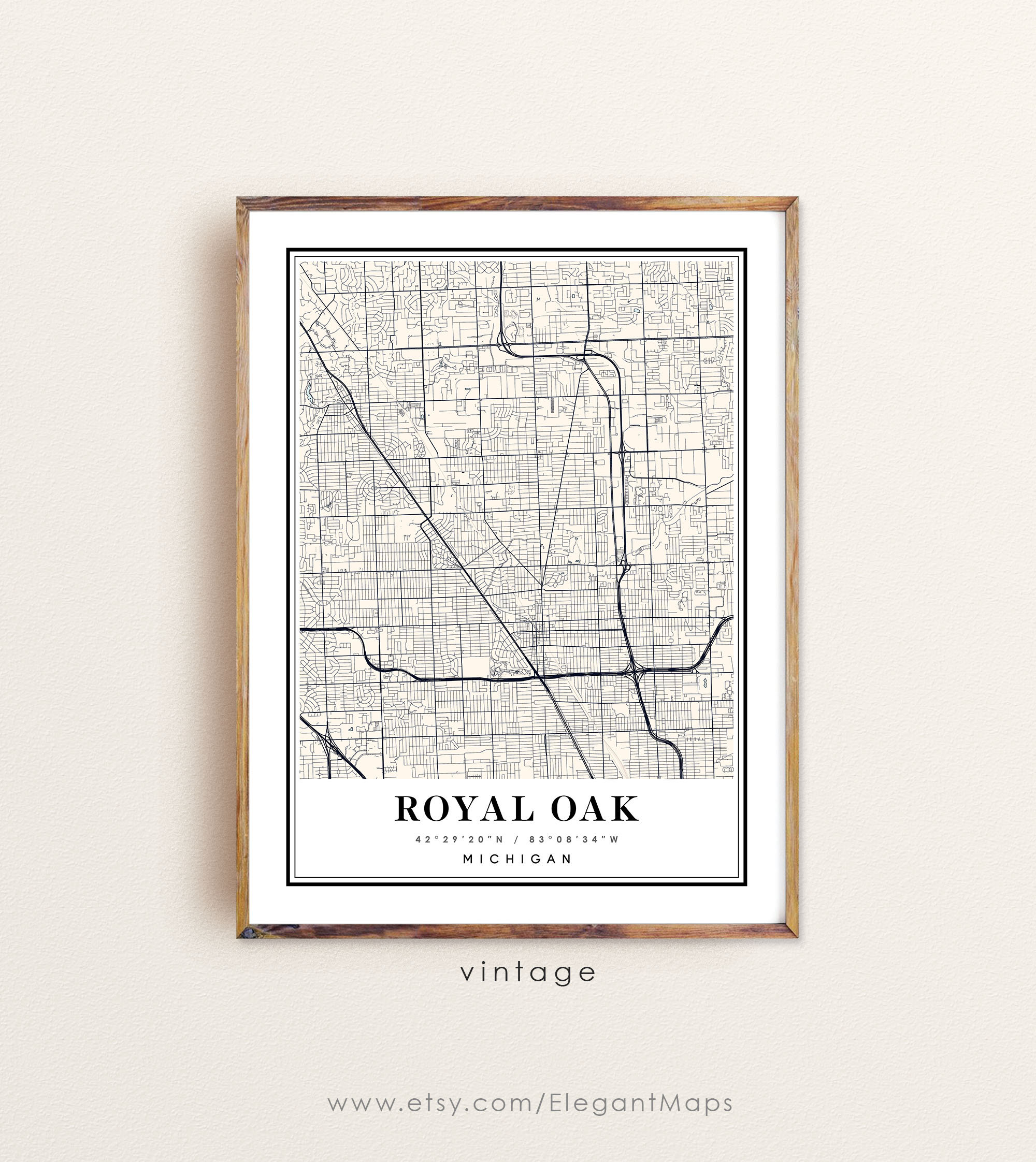 Royal Oak Michigan Map Royal Oak MI Map Royal Oak City Map - Etsy