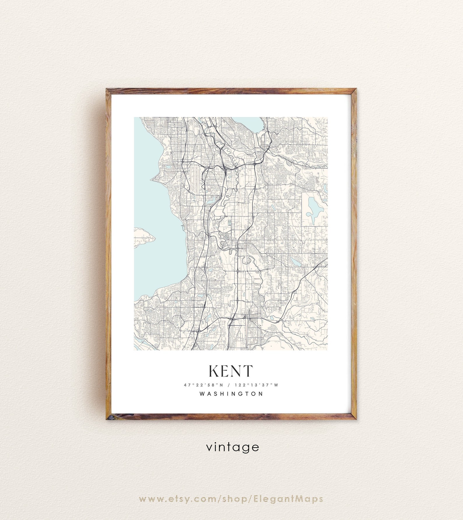 Kent Washington Map Kent WA Map Kent City Print Kent - Etsy