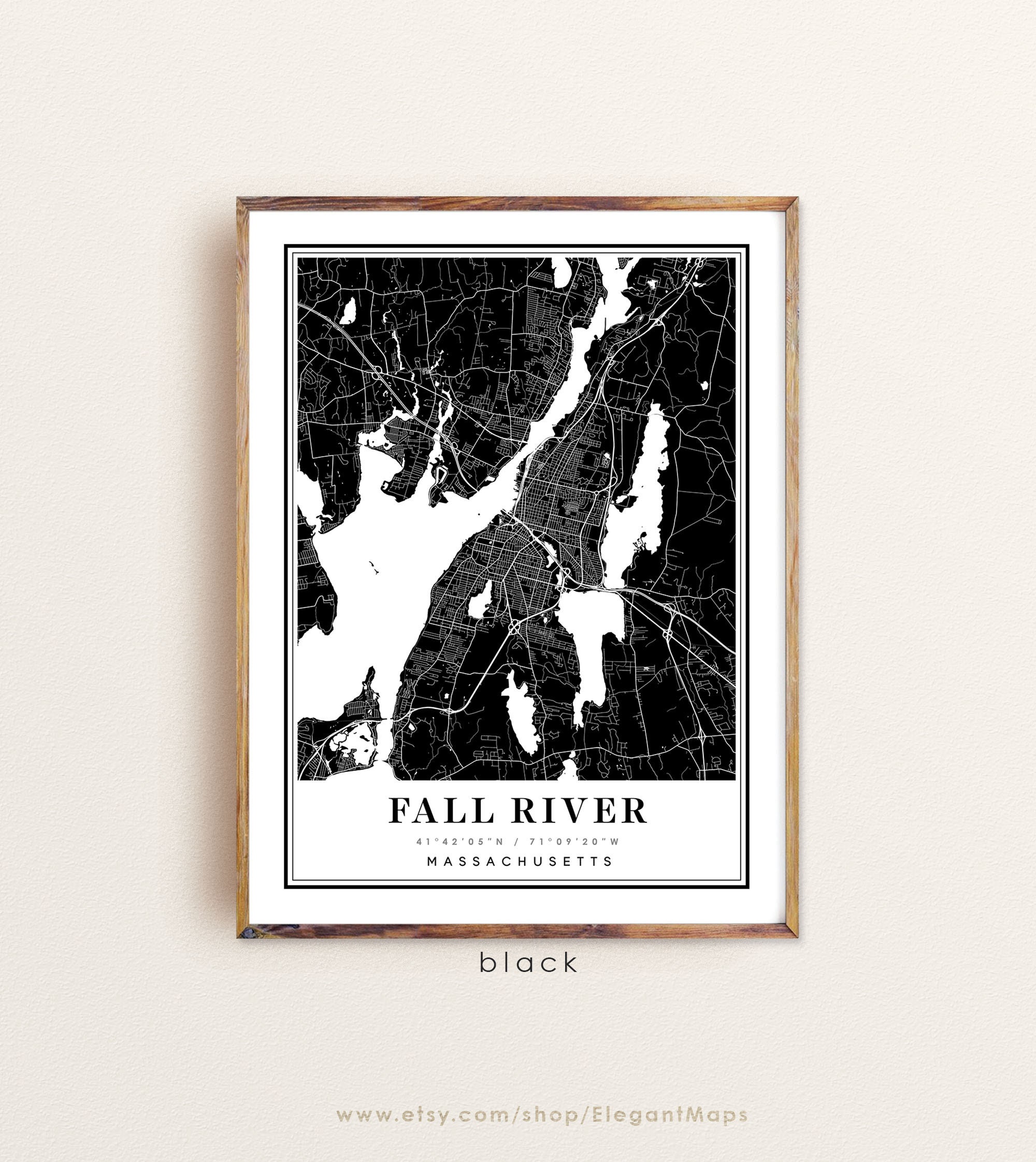 Mapa de Fall River Massachusetts mapa de Fall River MA mapa | Etsy