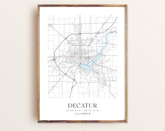 Decatur IL City Skyline Poster Print Art Illinois - Etsy
