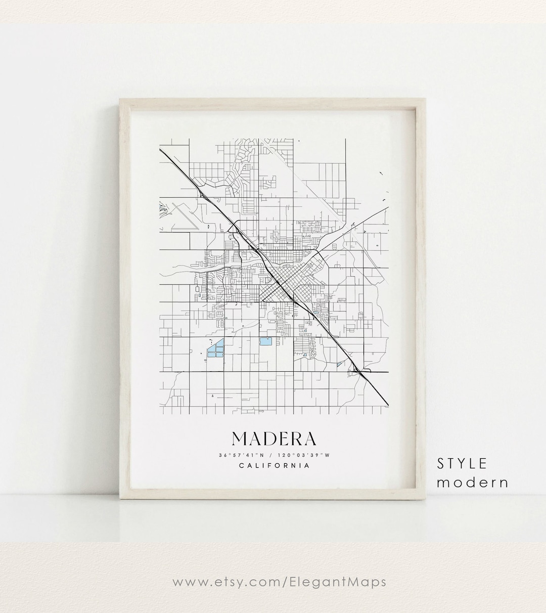 Madera California Map Madera CA Map Madera City Print - Etsy