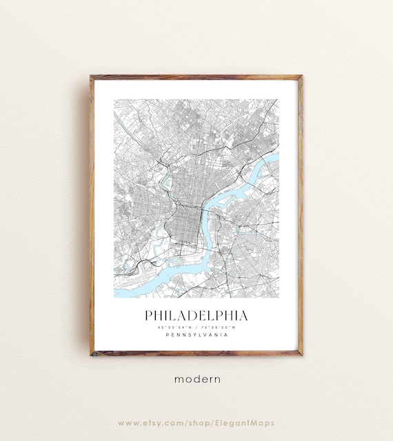 Philadelphia Pennsylvania Map Philadelphia PA Map | Etsy