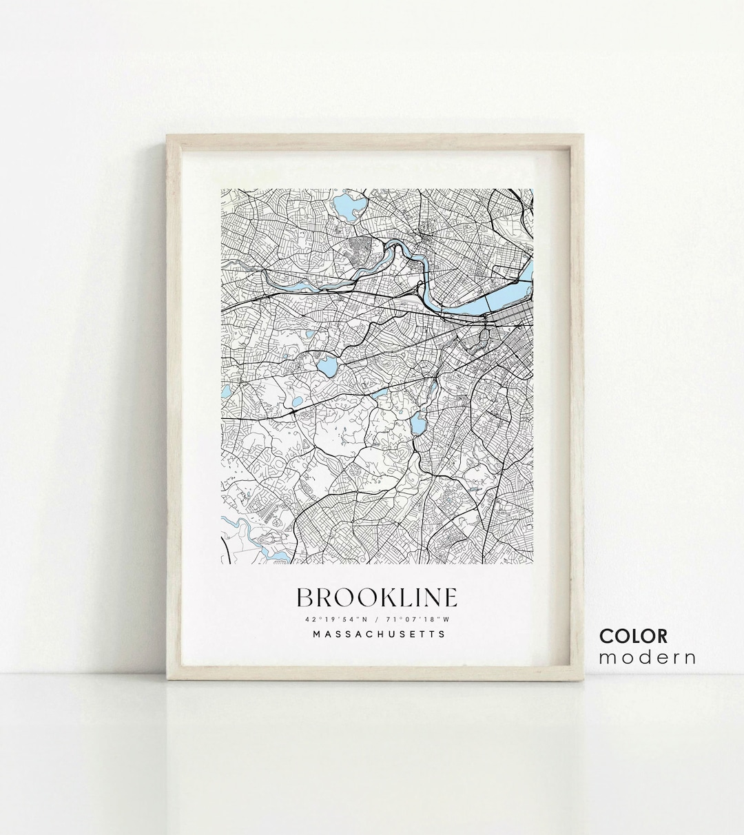 Brookline MA Map, Brookline Massachusetts Map, Brookline City Print ...