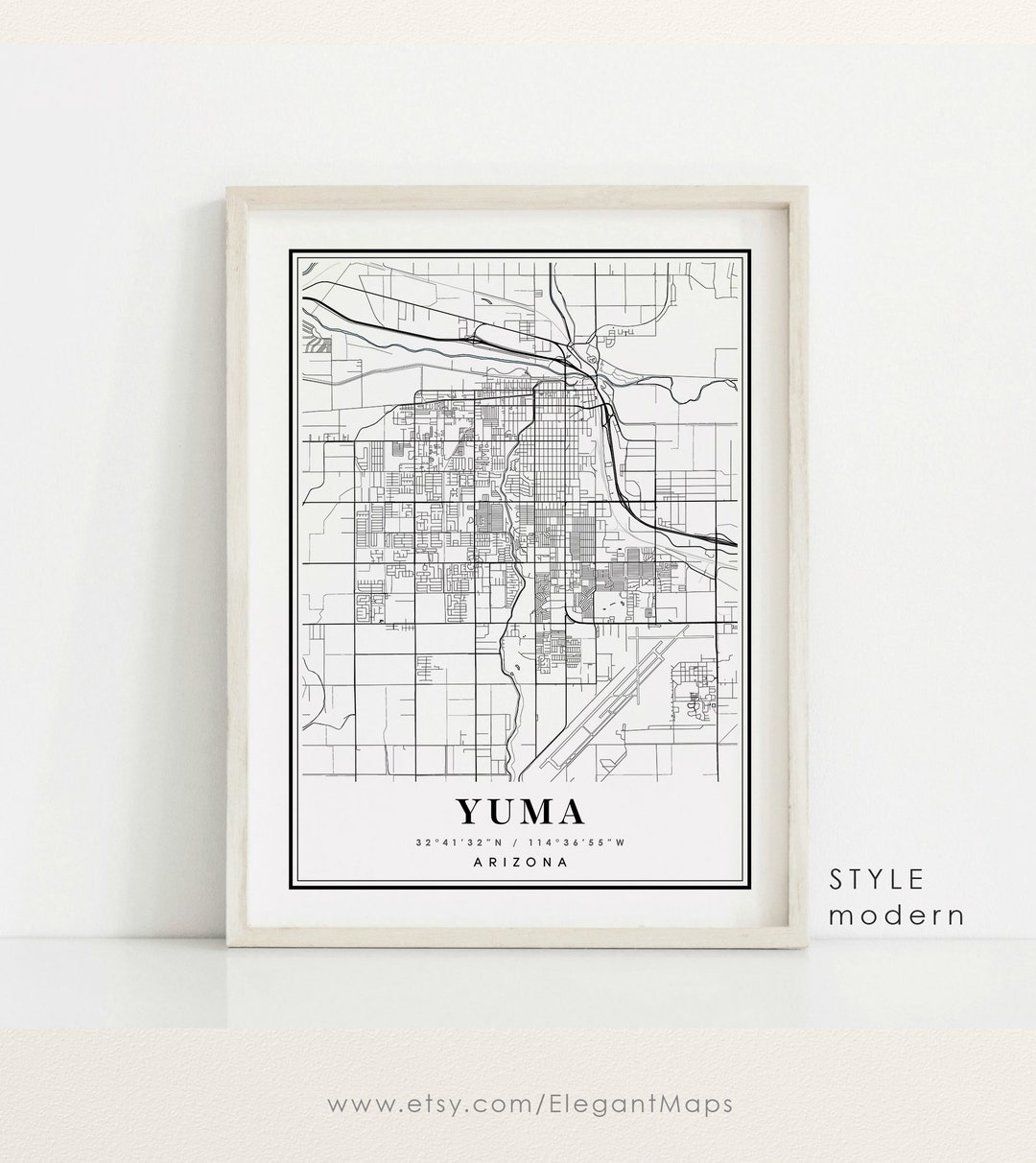 Yuma Arizona Map, Yuma AZ Map, Yuma City Map, Yuma Print, Yuma Poster ...