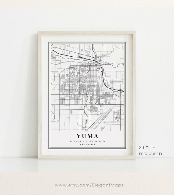 Yuma Arizona Map Yuma AZ Map Yuma City Map Yuma Print Yuma | Etsy