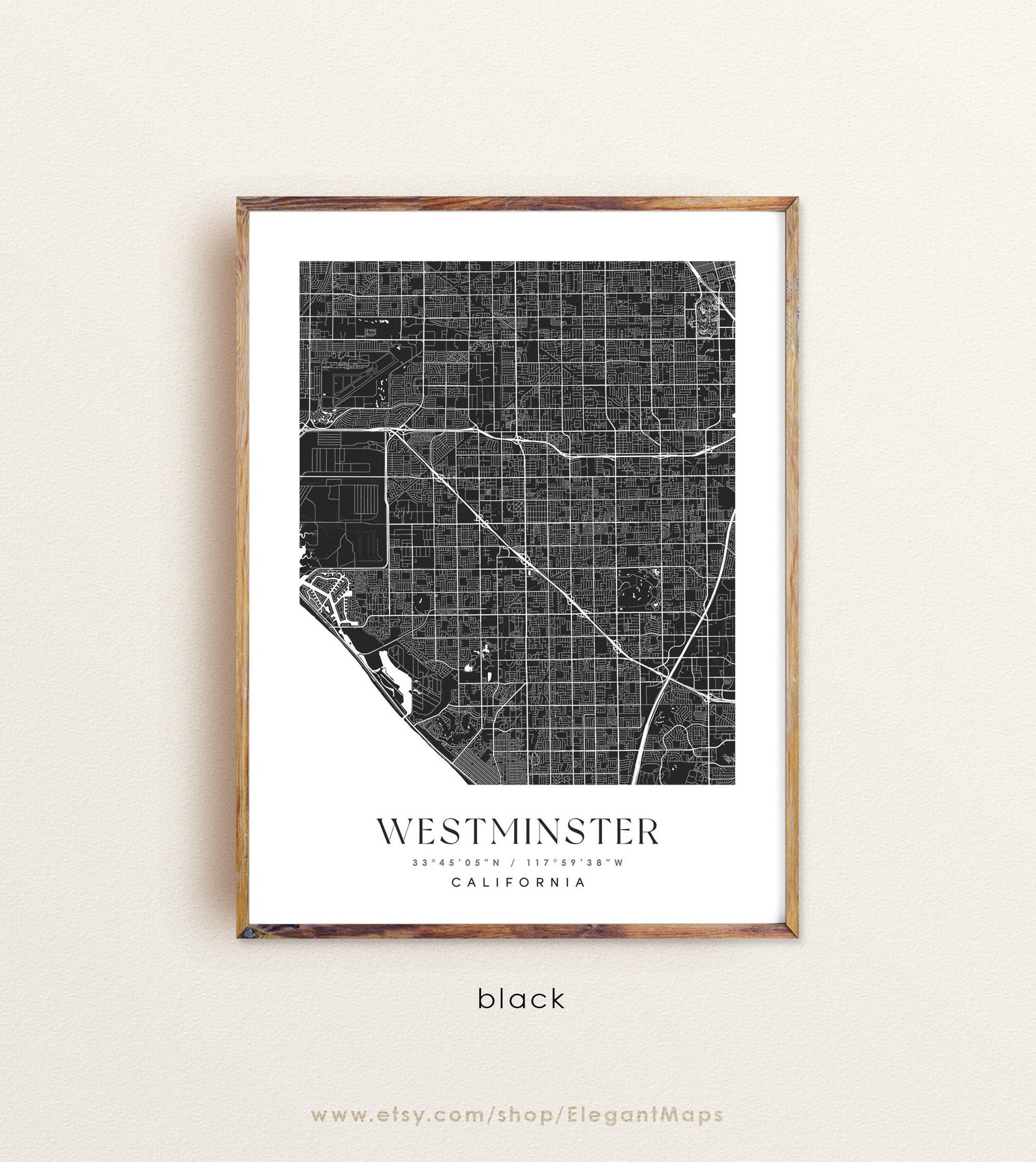 Westminster California map Westminster CA map Westminster | Etsy