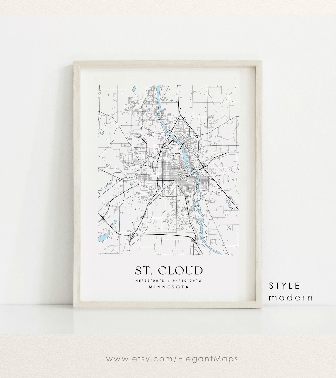 St. Cloud Minnesota Map St. Cloud MN Map St. Cloud City - Etsy