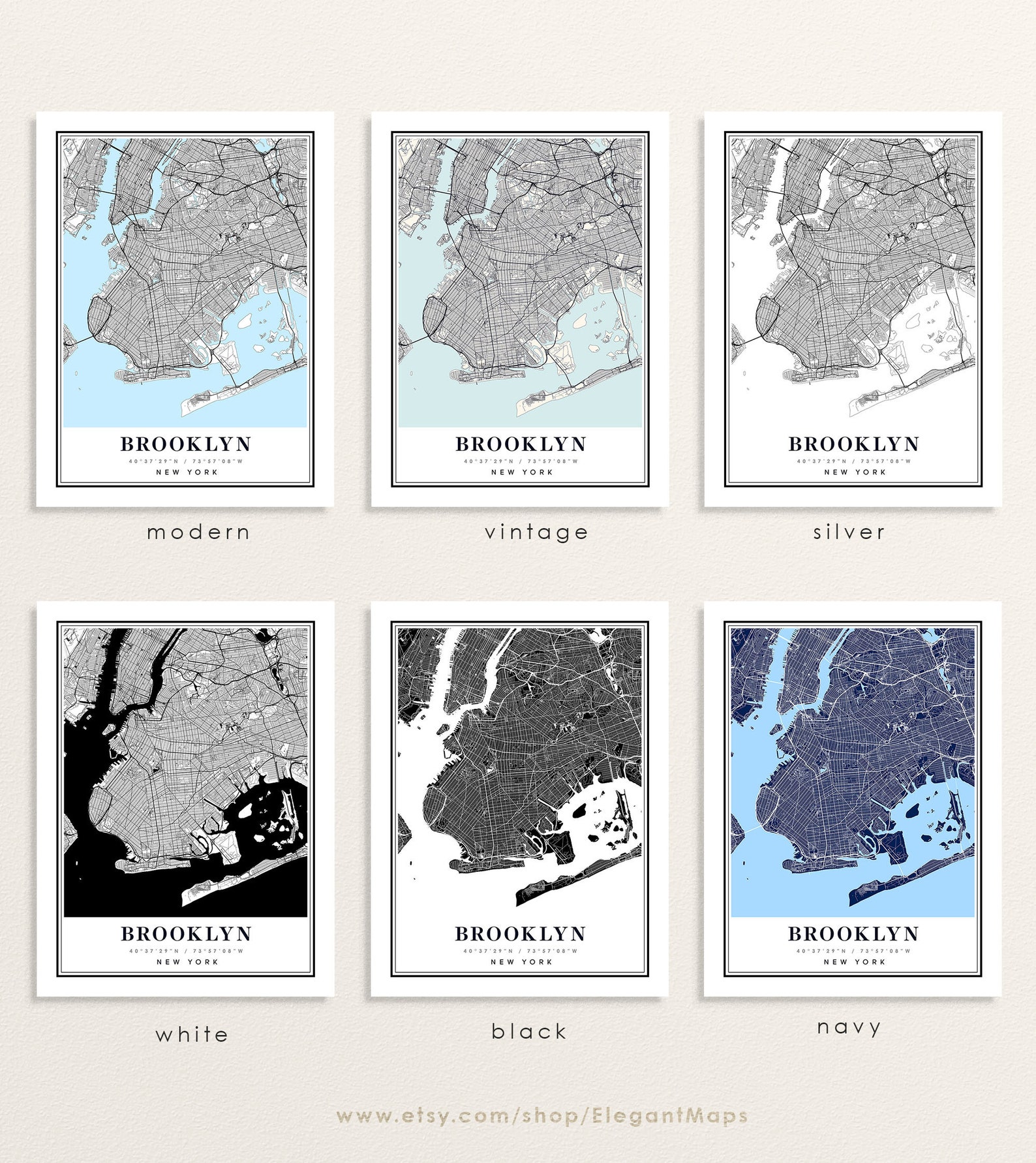 Brooklyn New York Map Brooklyn NY Map Brooklyn City Map | Etsy