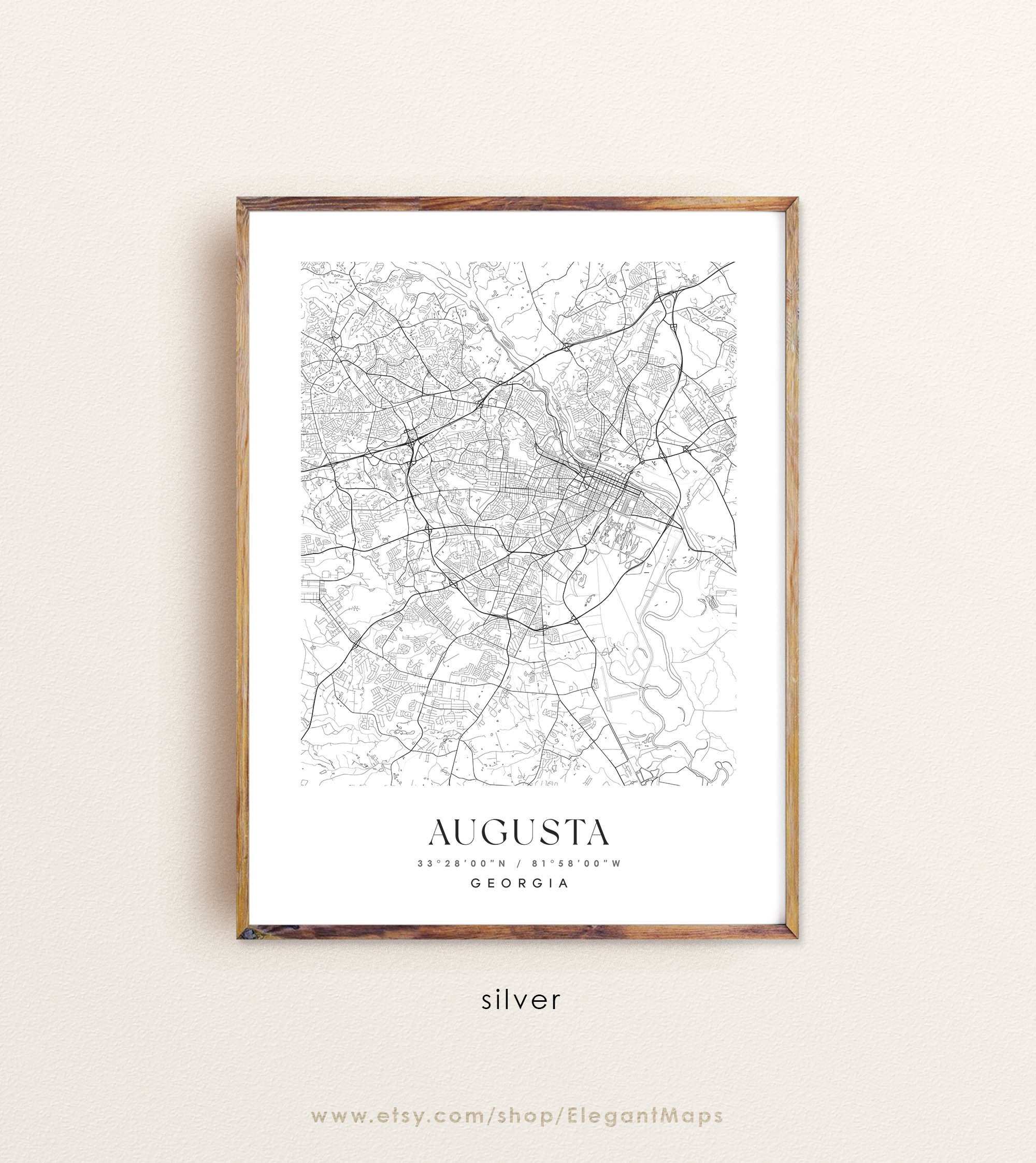Augusta Georgia map Augusta GA map Augusta city print | Etsy