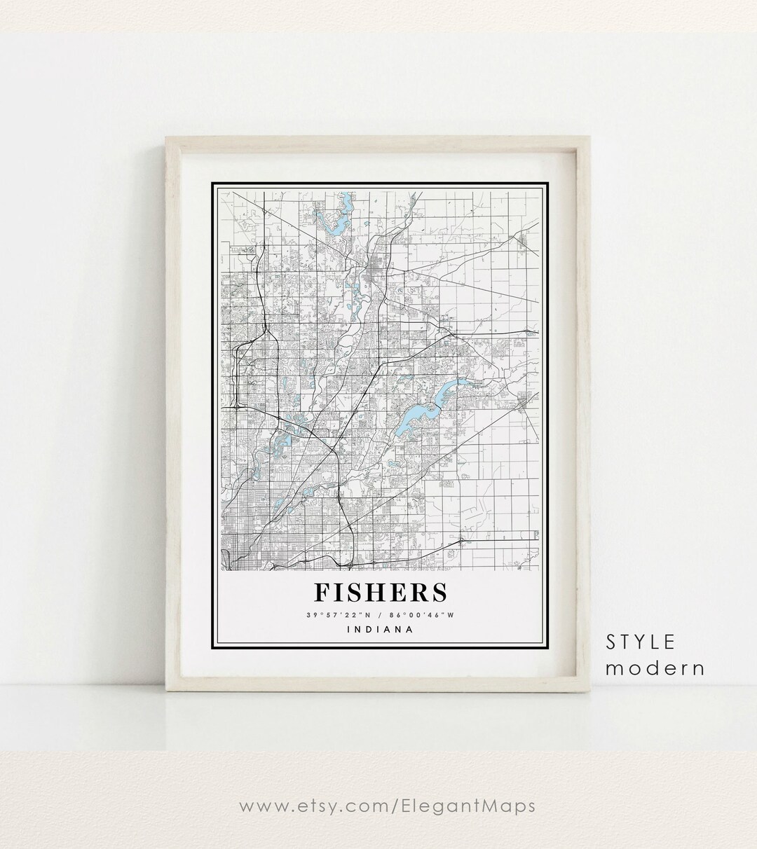 Fishers Indiana Map, Fishers IN Map, Fishers City Map, Fishers Print ...