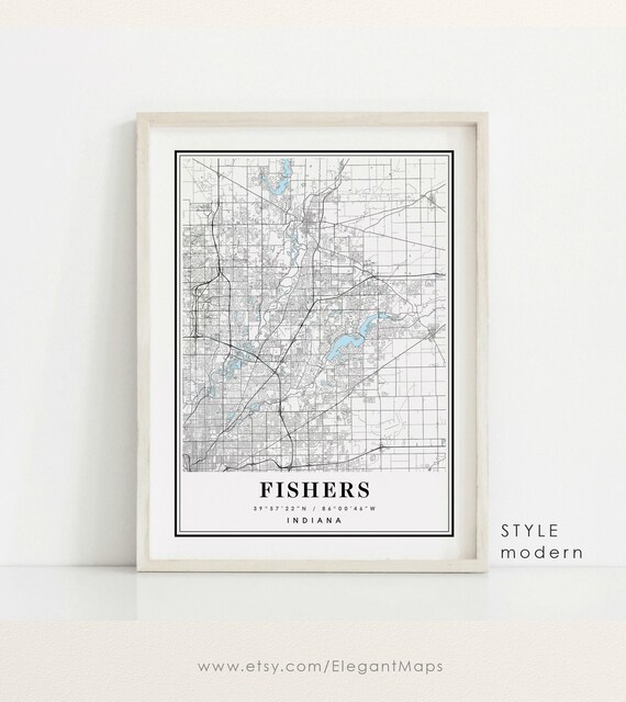 Fishers Indiana Map Fishers IN Map Fishers City Map Fishers - Etsy