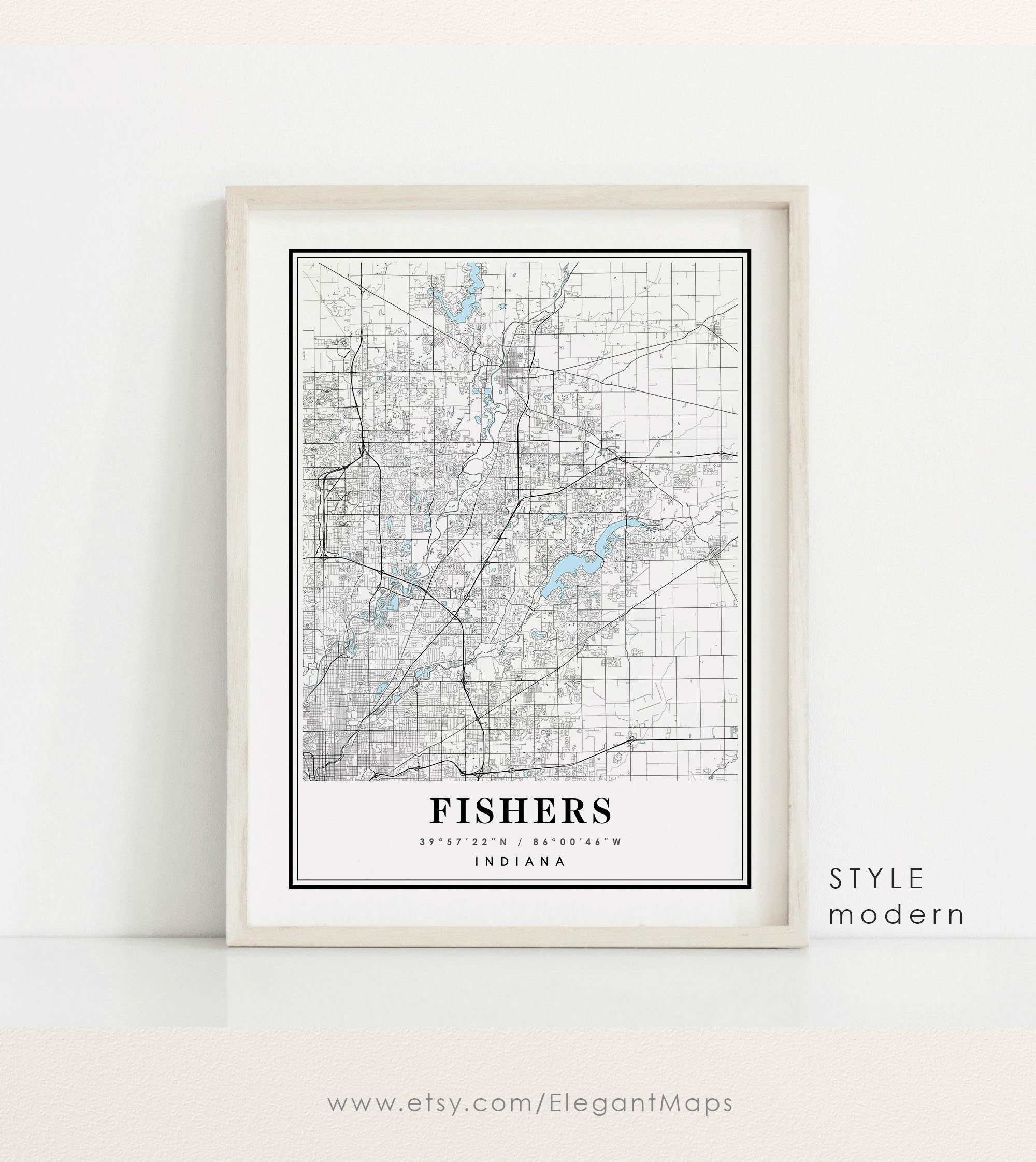 Fishers Indiana Map Fishers IN Map Fishers City Map Fishers - Etsy