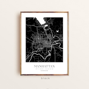 Manhattan Kansas Map, Manhattan KS Map, Manhattan City Print, Manhattan ...