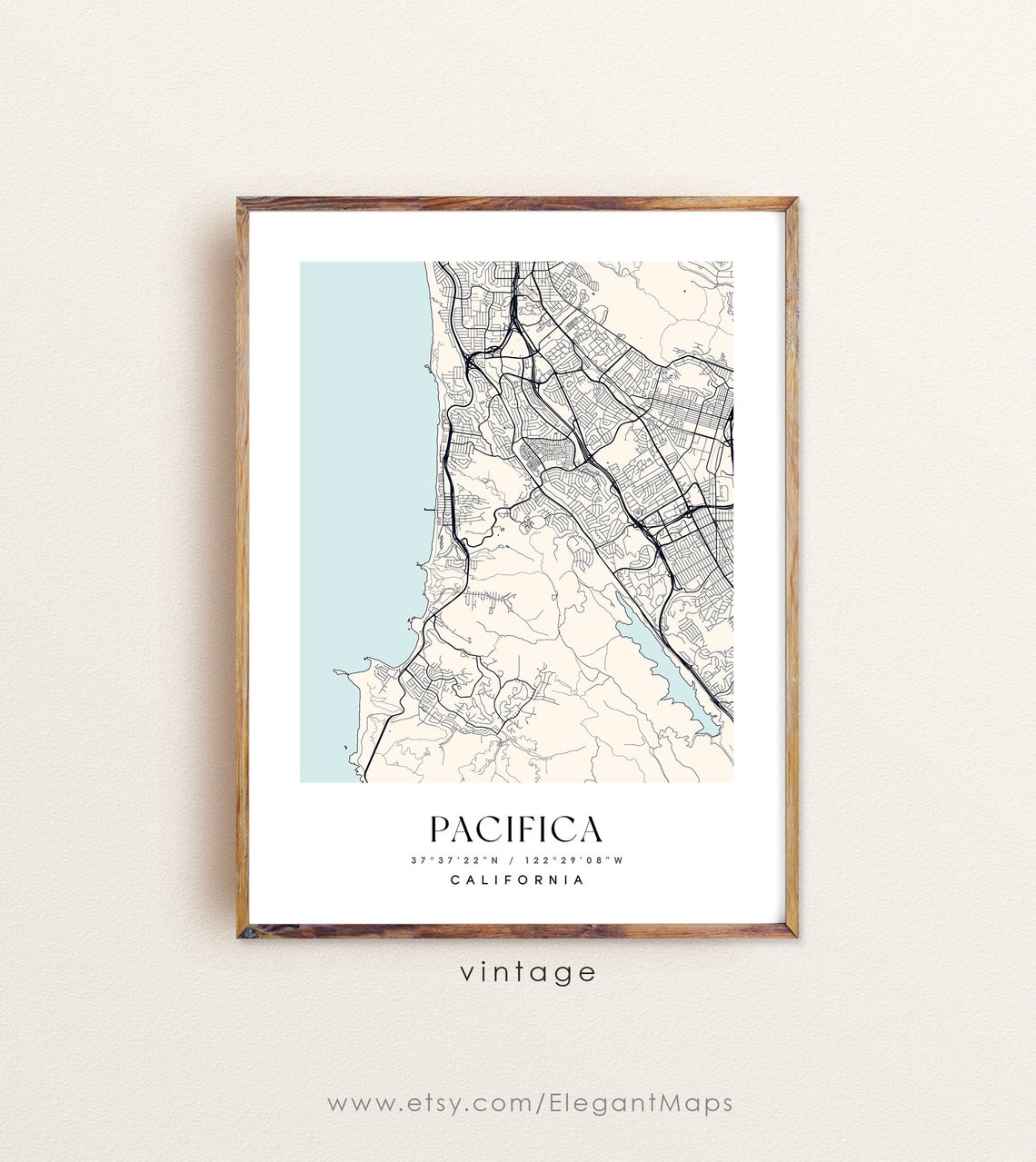 Pacifica California Map Pacifica CA Map Pacifica City Print - Etsy