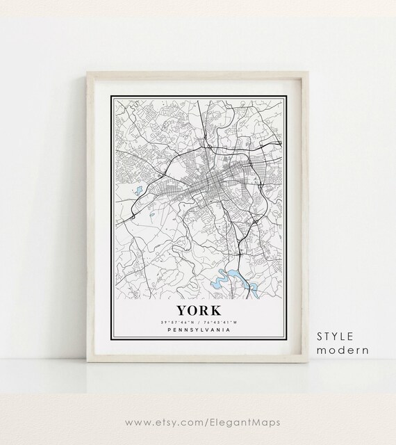 York Pennsylvania Map York PA Map York City Map York Print | Etsy