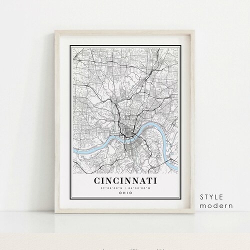 Cincinnati Map Print Ohio OH USA Map Art Poster City Street - Etsy